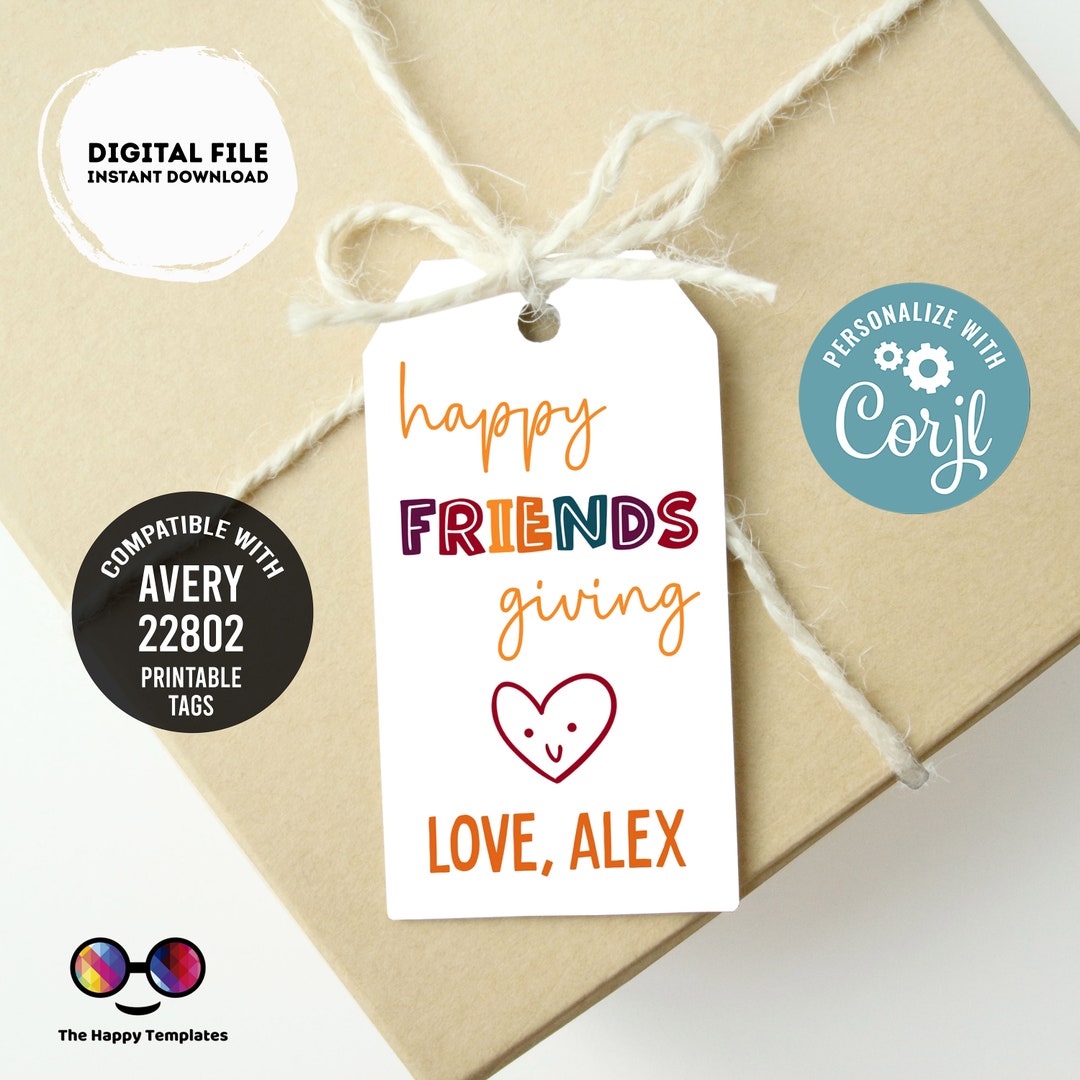 Editable Happy Friendsgiving Favor Tags | Happy Friendsgiving Thank You ...