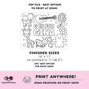 Editable Name Coloring Page | G is for | Personalized Name Alphabet ...