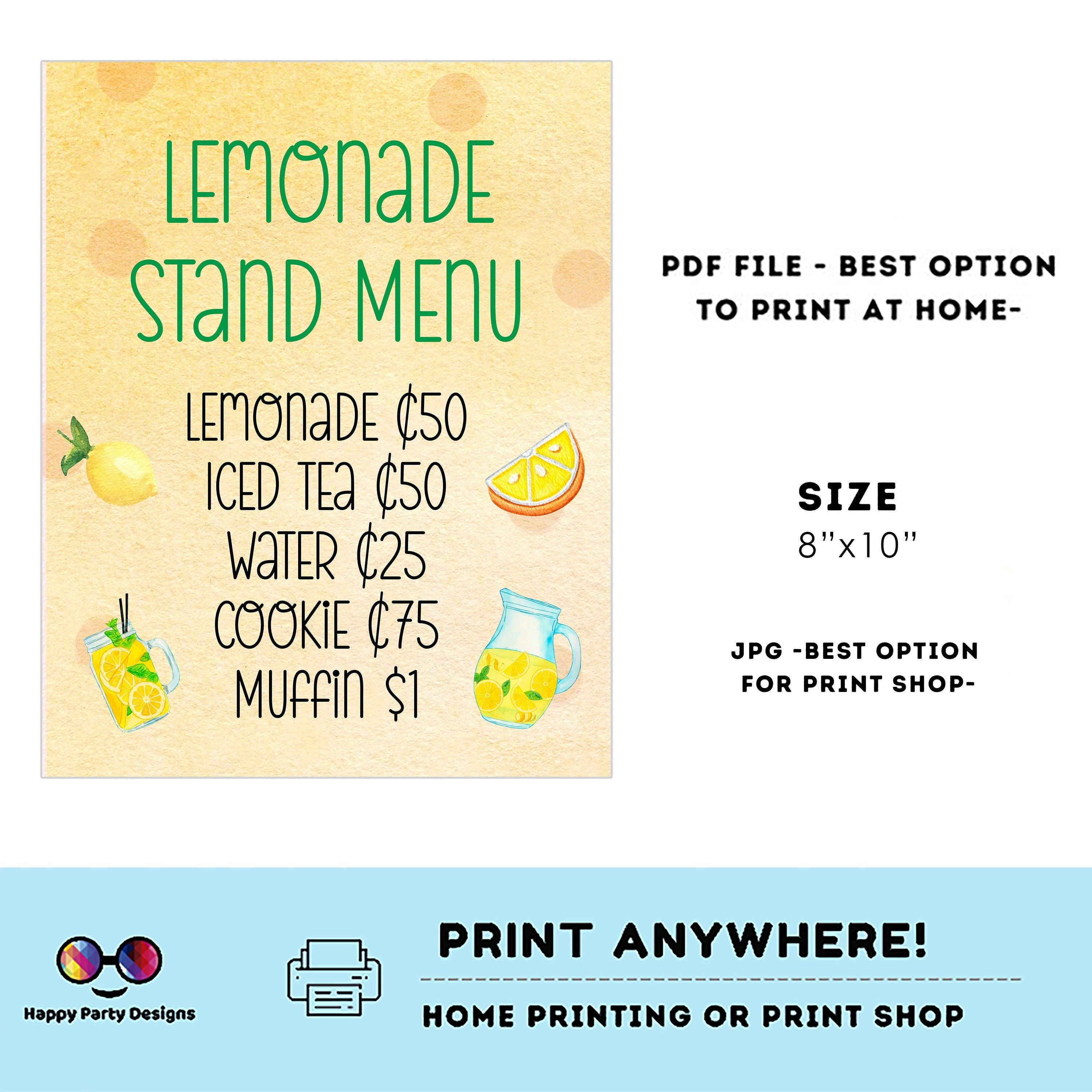 Editable Lemonade Signs 3 Lemonade Birthday Lemonade - Etsy