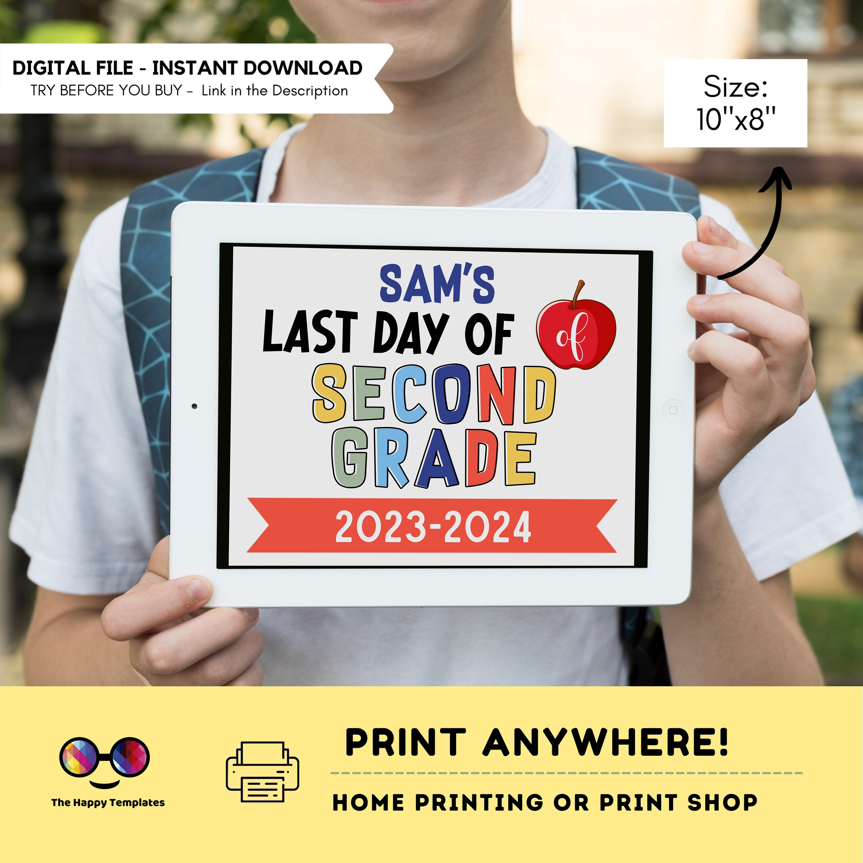 Editable Last Day of 2nd Grade | Second Grade Sign | Last Day of 2nd ...
