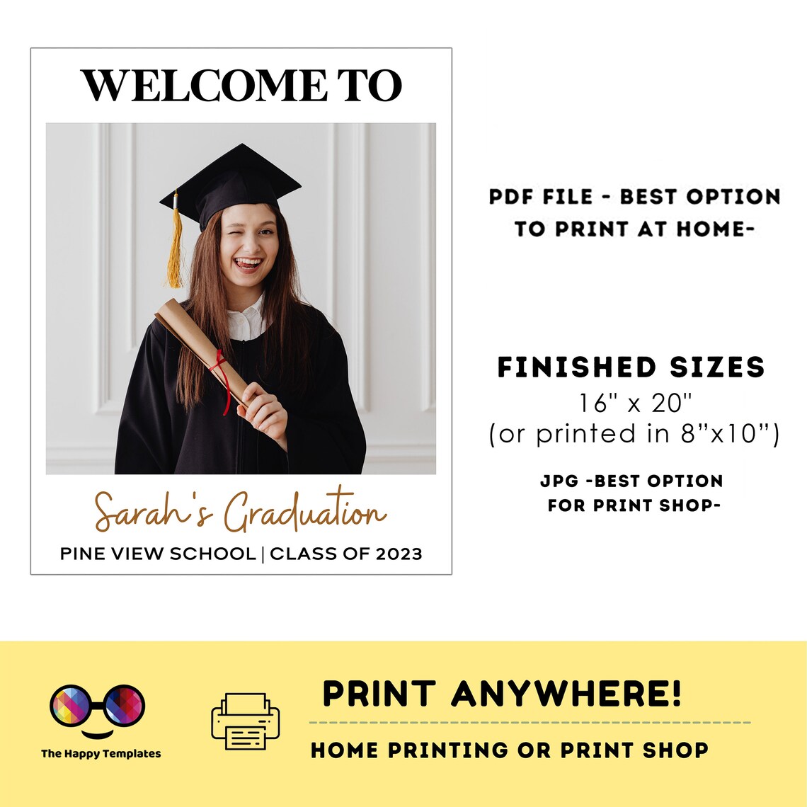 EDITABLE Graduation Welcome Sign | Graduation Photo Sign | Welcome Sign ...