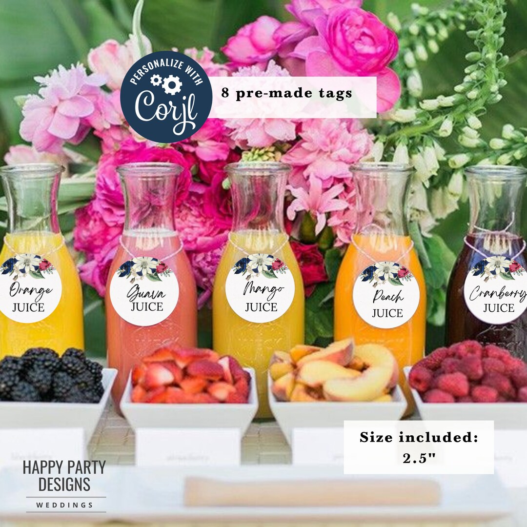 Mimosa Bar Juice Tags | Printable Mimosa Bar Juice Tag Template | Round ...