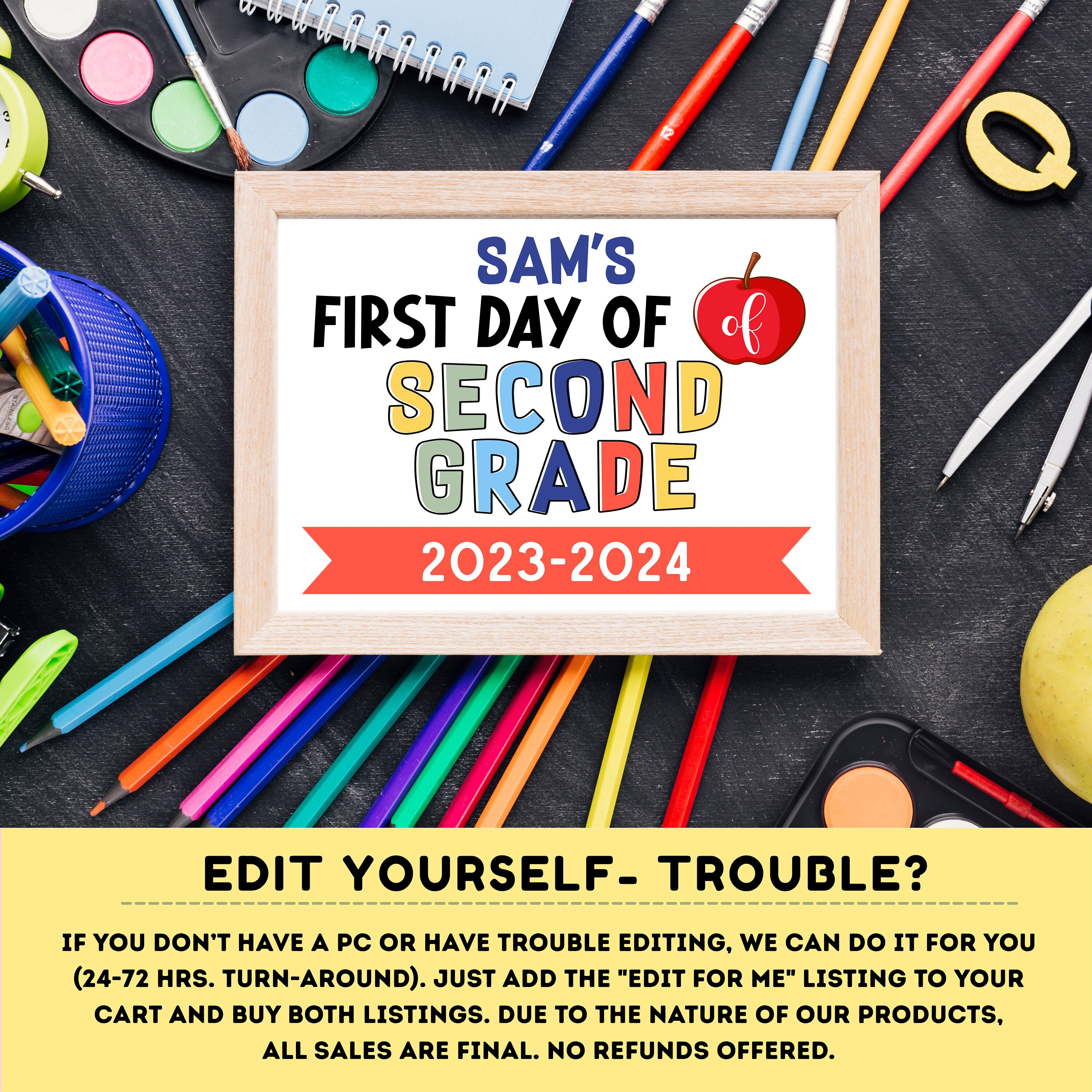 Editable First Day of 2nd Grade | Second Grade Sign | 1st Day of 2nd ...