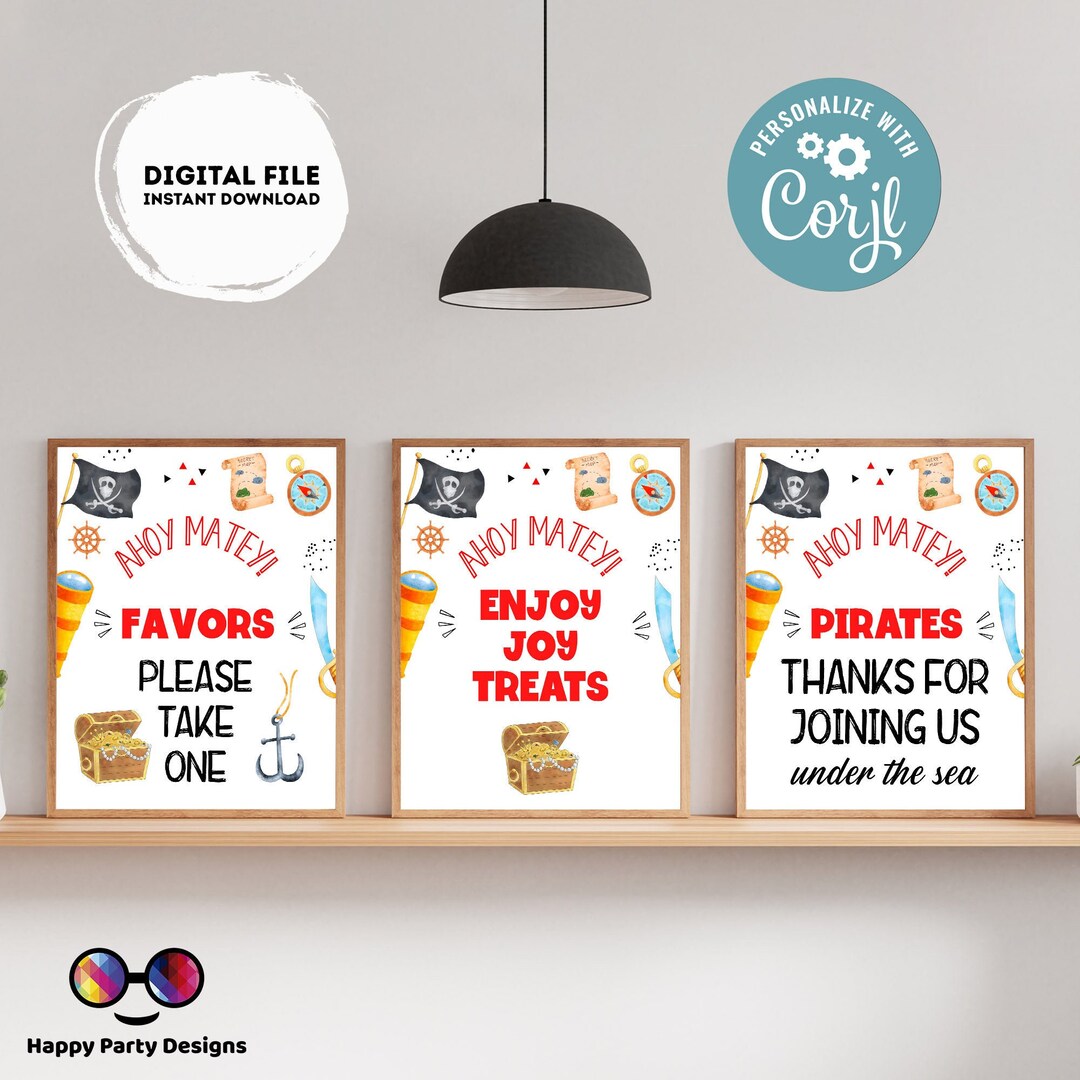 Editable Pirates Birthday Signs (3) | Pirates Party | Boy Birthday ...
