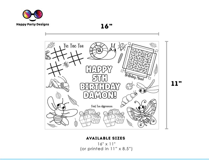 Editable Bugs Coloring Activity Page | Placemat Coloring Page | Any Age ...