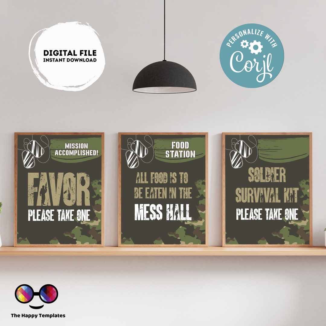 Editable Army Birthday Buffet Sign | Printable Birthday Army Party Sign ...