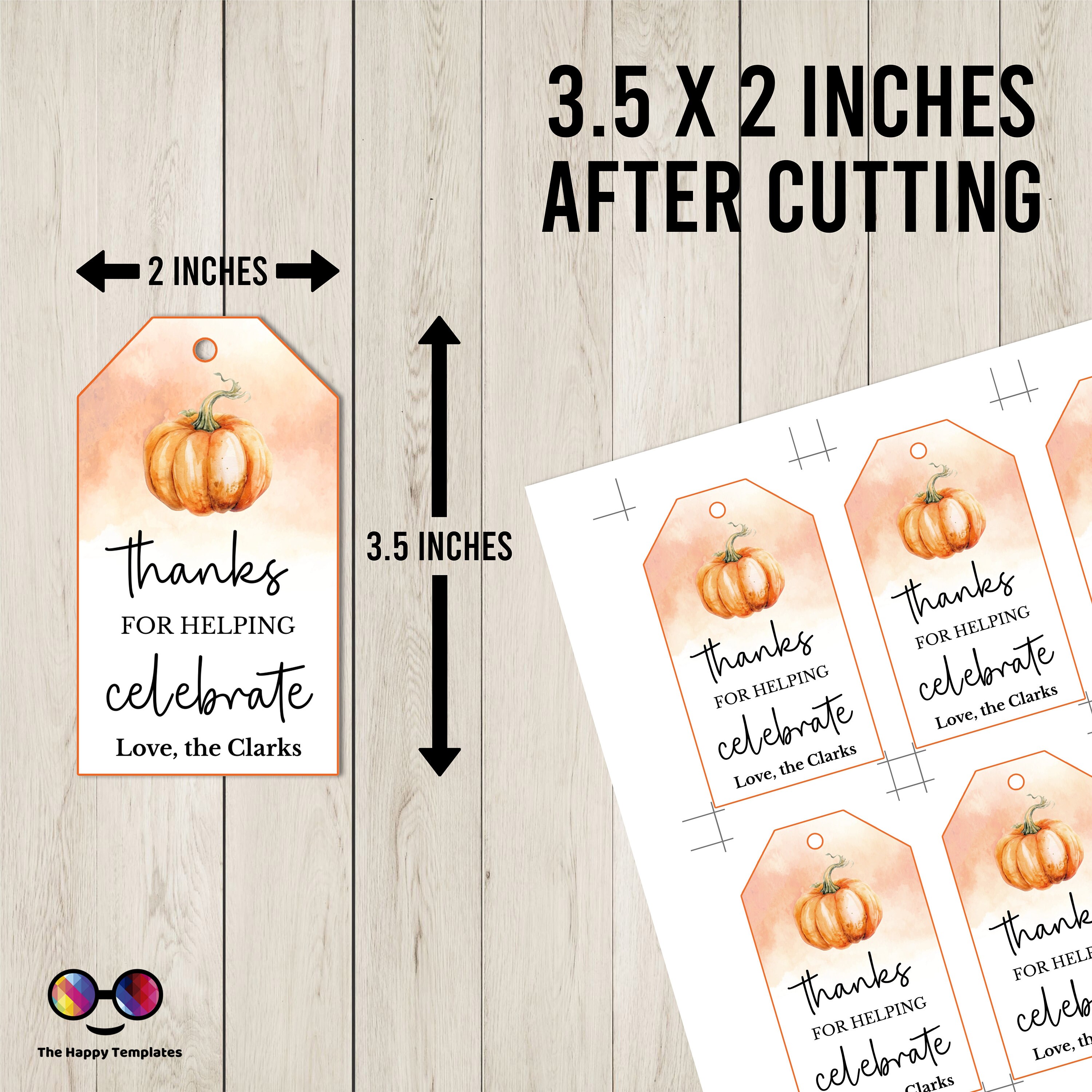 Editable Watercolor Pumpkin Favor Tags | Happy Thanksgiving Thank You ...