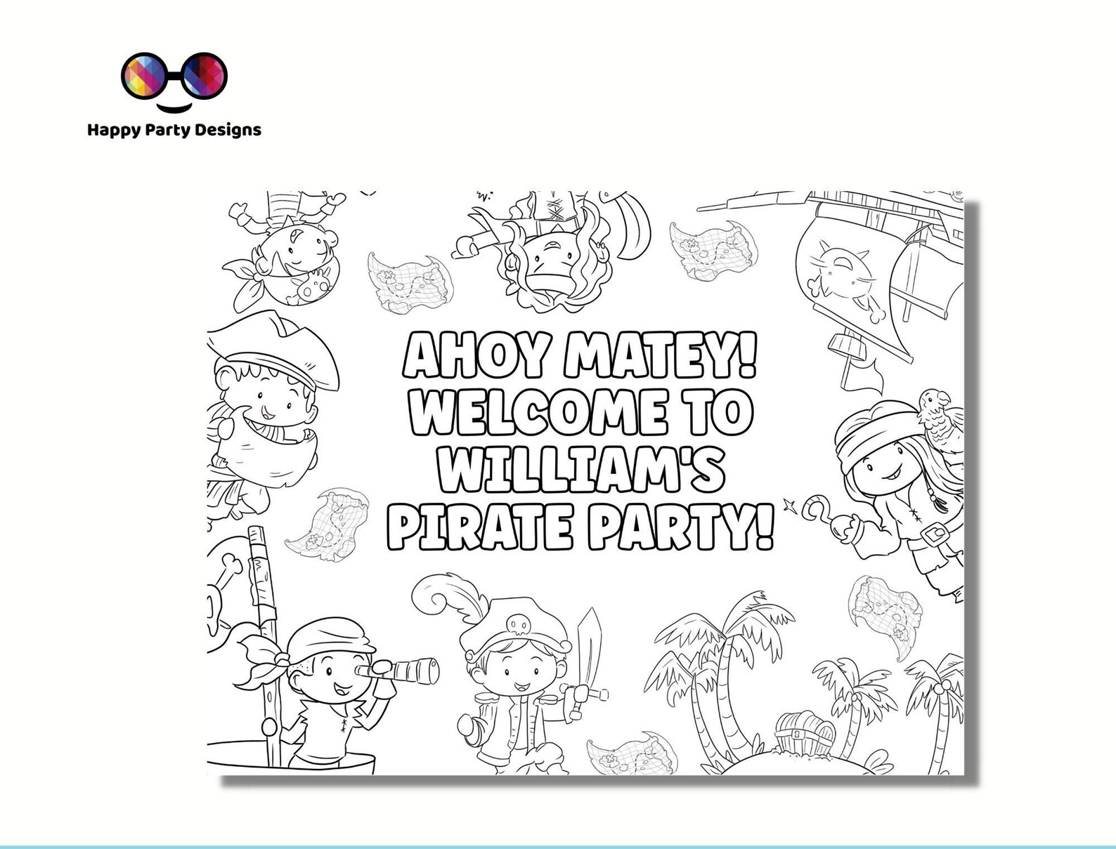 Editable Pirate Coloring Page Birthday Coloring Page - Etsy Canada
