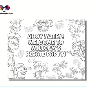 Editable Pirate Coloring Page | Birthday Coloring Page | Placemat ...