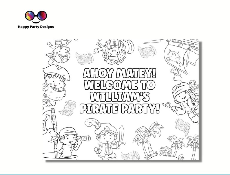 Editable Pirate Coloring Page Birthday Coloring Page - Etsy Canada