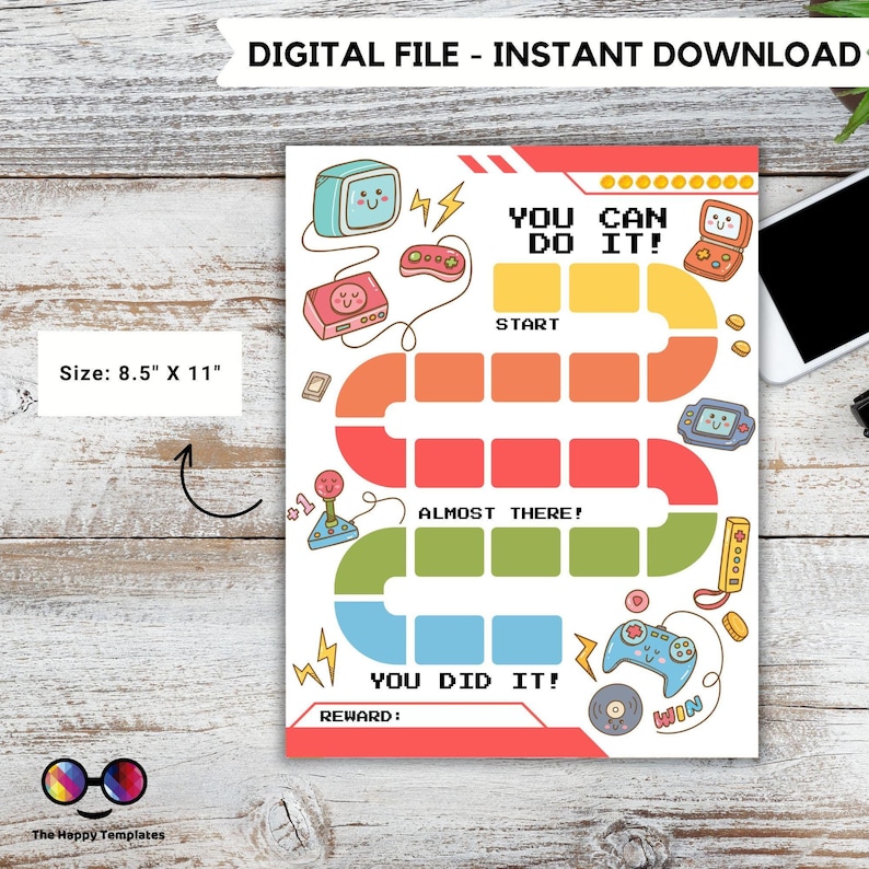 Printable Video Game Reward Chart | Gamer Chore Chart | Bedtime | Potty ...