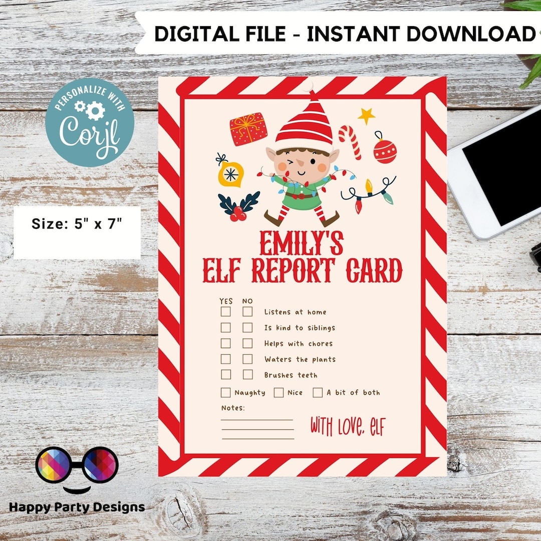 Editable Elf Report Card | Elf Letters Notes | Elf I'm Back | From the ...