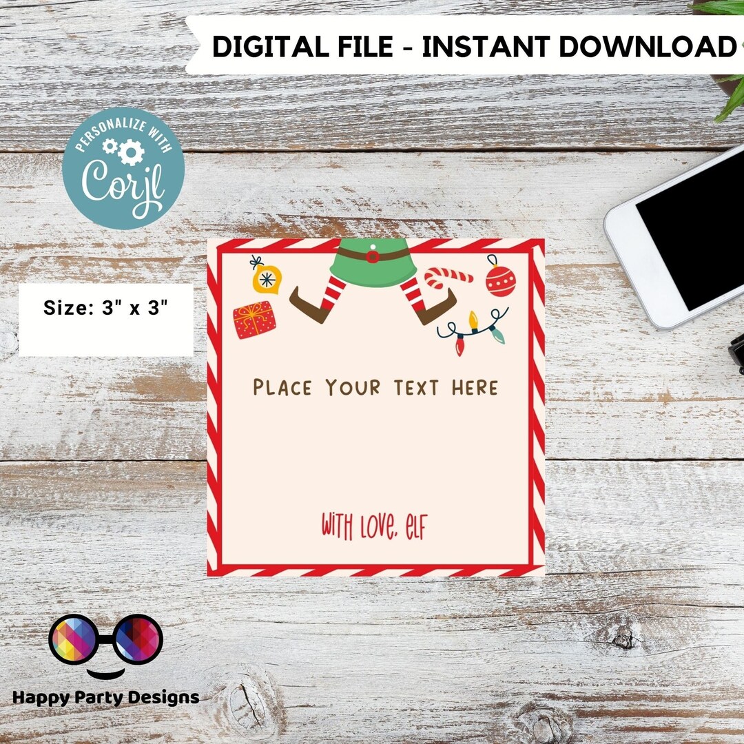 Editable Elf Mini Note Tag | Elf Mini Note Gift Tag | Christmas Elf Tag ...