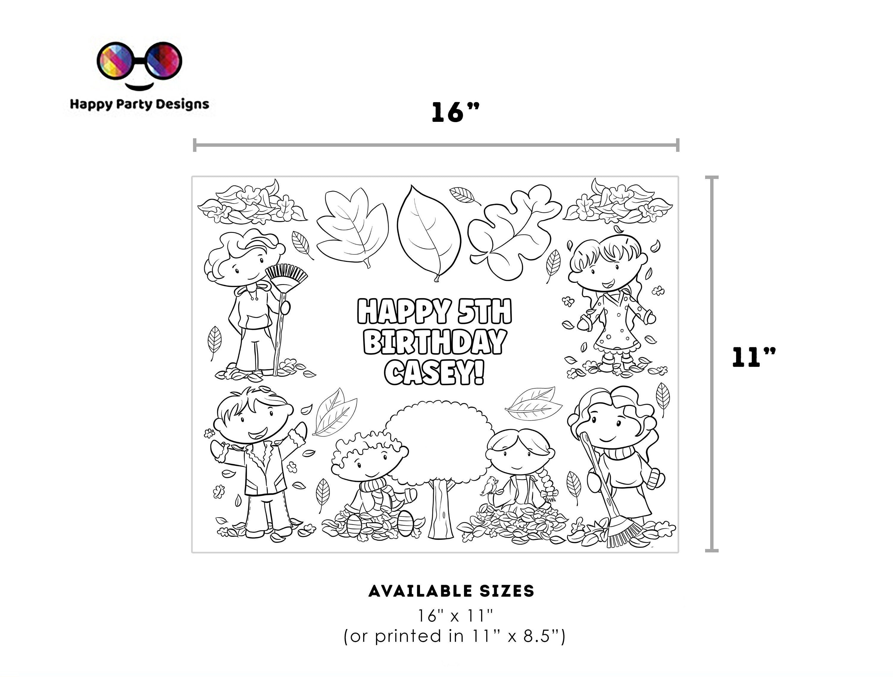 Editable Fall Leaves Coloring Page Placemat Coloring Page - Etsy