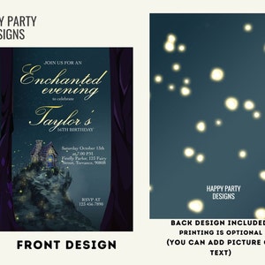 Enchanted Party Invitations | Gold Glitter Invitations | Magical ...