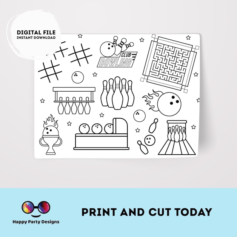 Printable Bowling Party Coloring Page Bowling Activity Page - Etsy Canada
