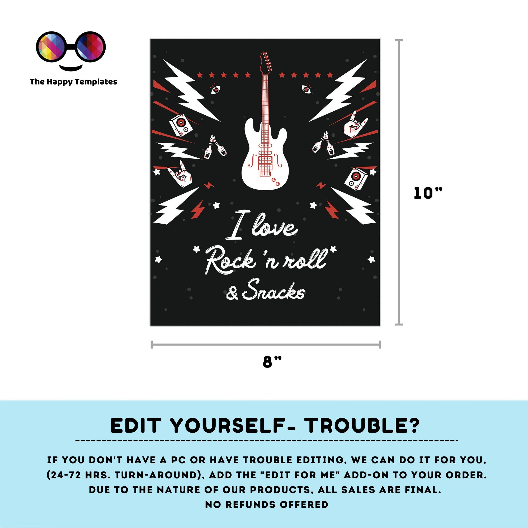 Editable Rock 'n Roll Birthday Signs 3 Rock Star Party - Etsy