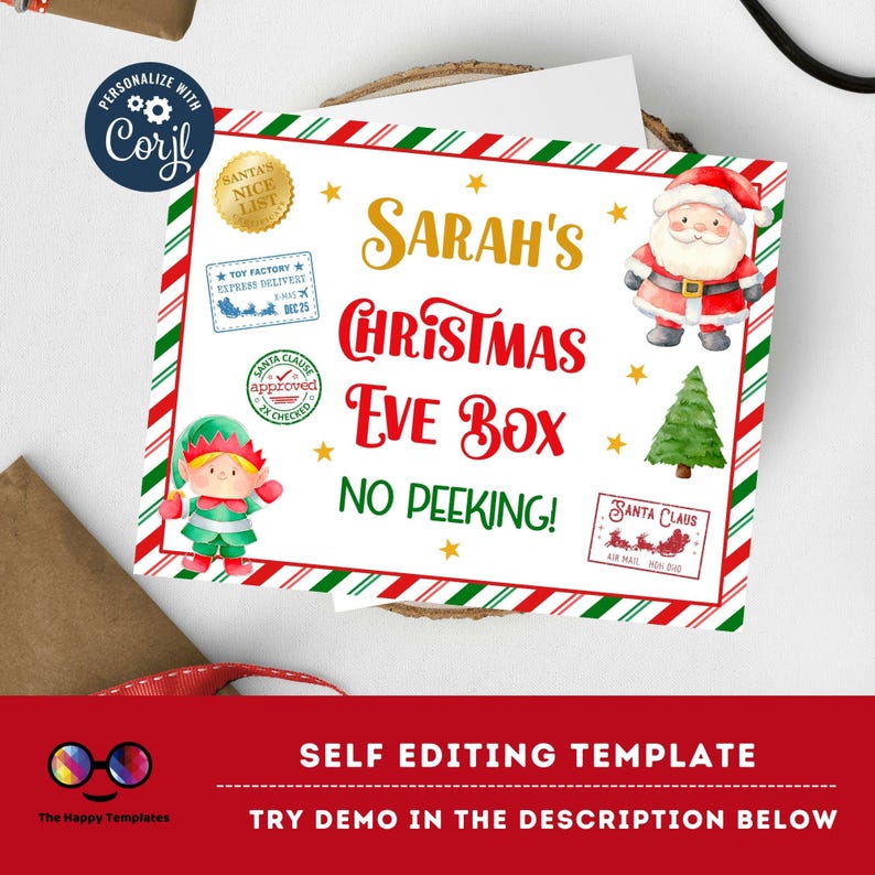 EDITABLE Christmas Eve Box Label | Christmas Eve | Box Sign | Special ...