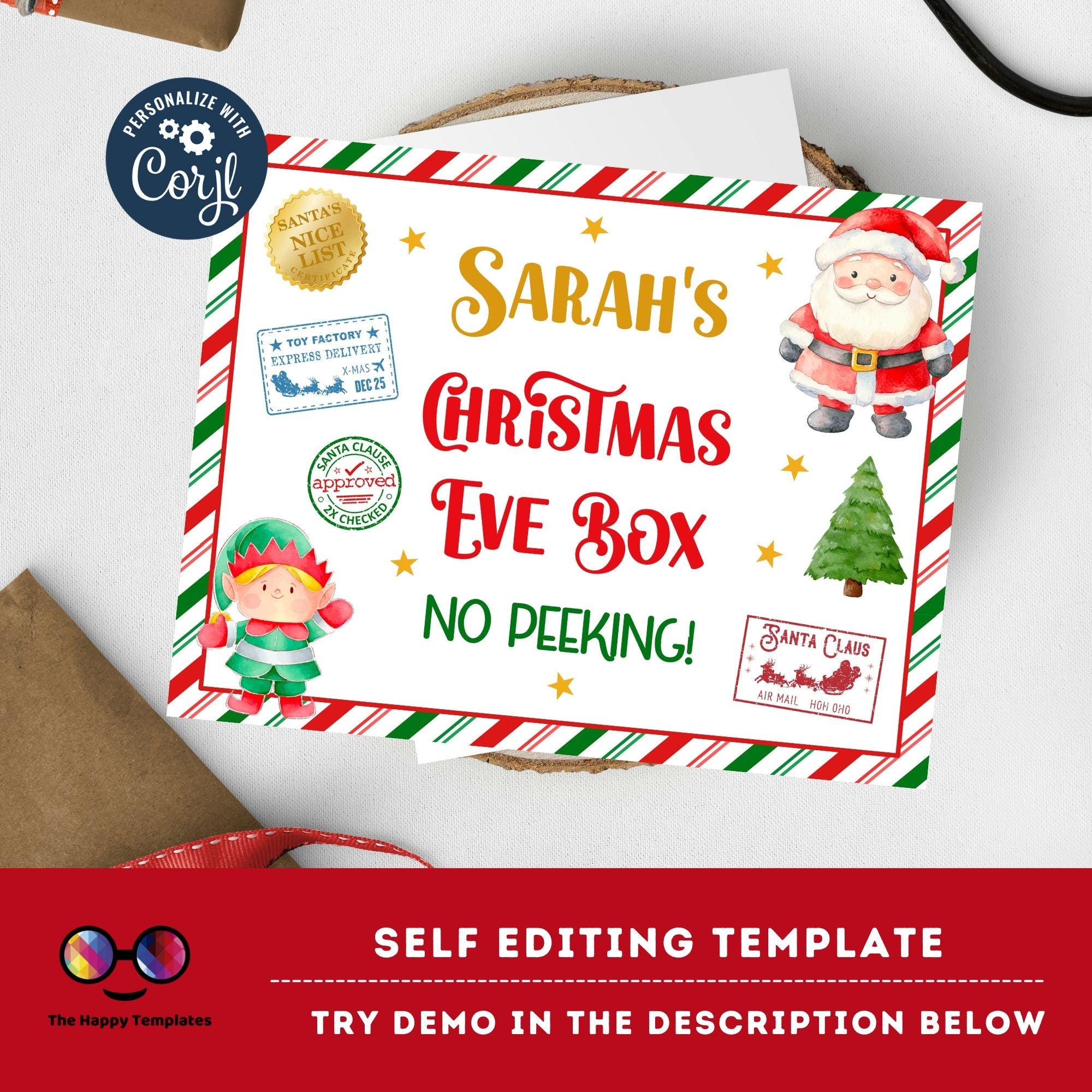 EDITABLE Christmas Eve Box Label | Christmas Eve | Box Sign | Special ...