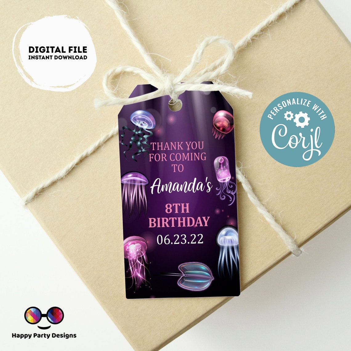 Under the Sea Birthday Thank You Gift Tags | Editable Under the Sea ...