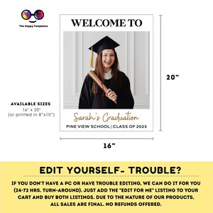 EDITABLE Graduation Welcome Sign | Graduation Photo Sign | Welcome Sign ...