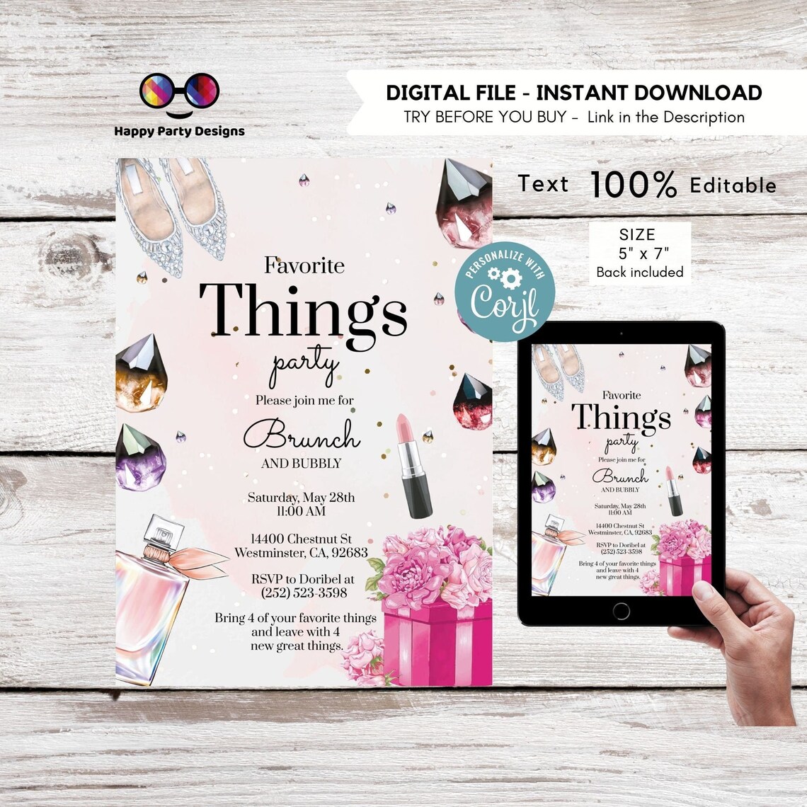 Editable Favorite Things Printable Invitation | Brunch Invitation ...