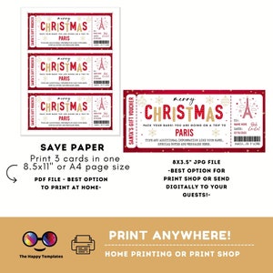 Paris Editable Ticket Template | Gift Voucher | Editable Instant ...