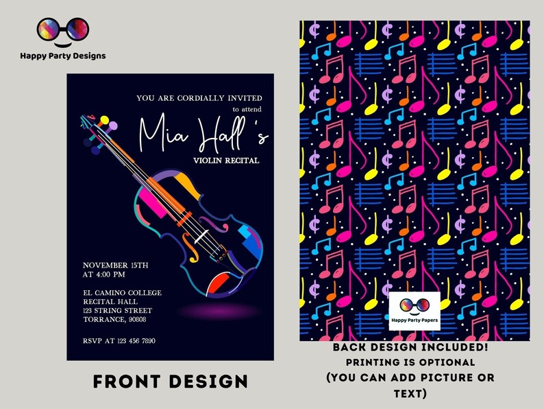 EDITABLE Violin Recital Invitation Template Orchestra - Etsy