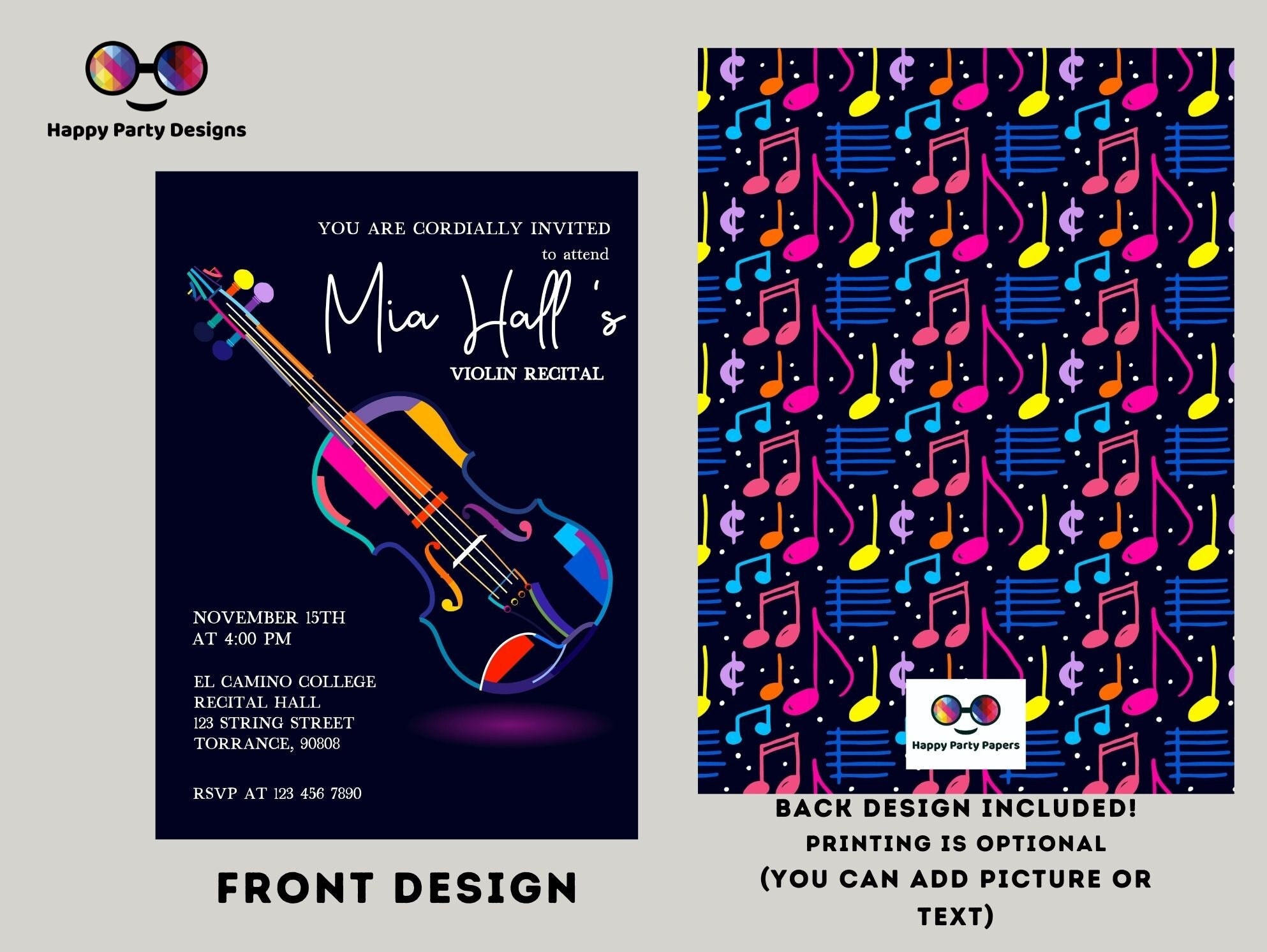 EDITABLE Violin Recital Invitation Template Orchestra - Etsy