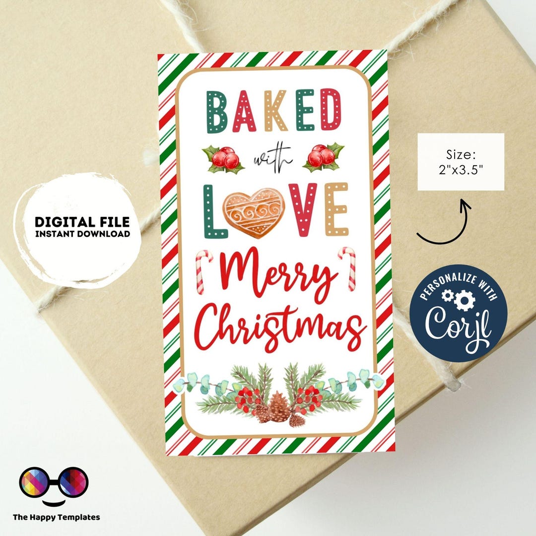 Baked With Love Tag | Christmas Printable Thank You Tag | Holiday ...