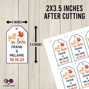Editable Fall in Love Favor Tags | Fall Leaf Classic Look Thank You ...
