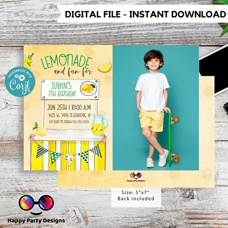 Editable Lemonade Invitation With Picture | Lemonade Birthday ...