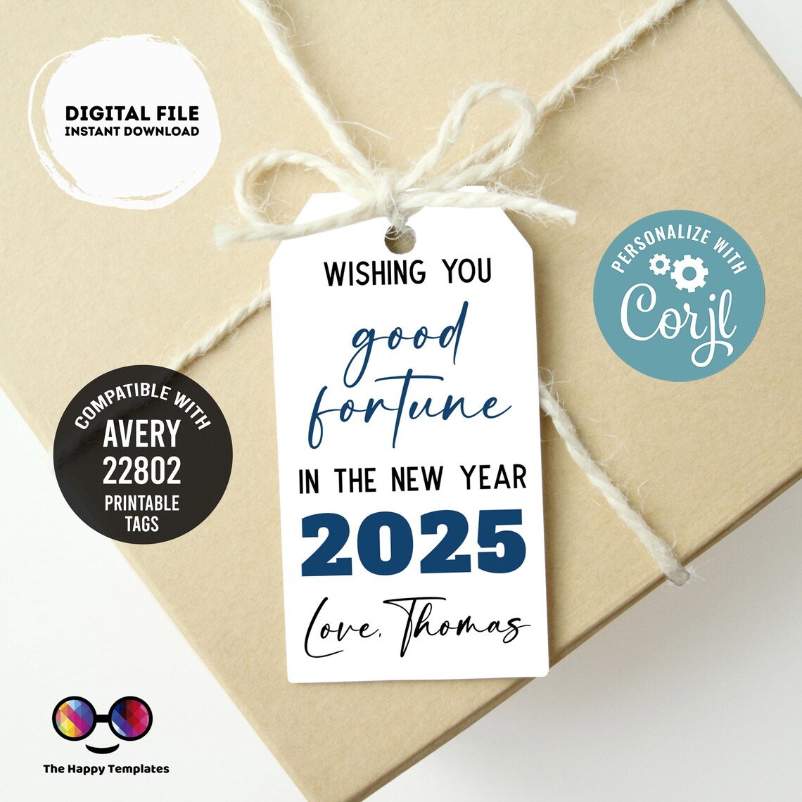 Good Fortune New Year's Thank You Tag | New Year's Eve Editable ...