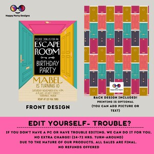 Editable Escape Room Birthday Invitation Template | Printable Birthday ...