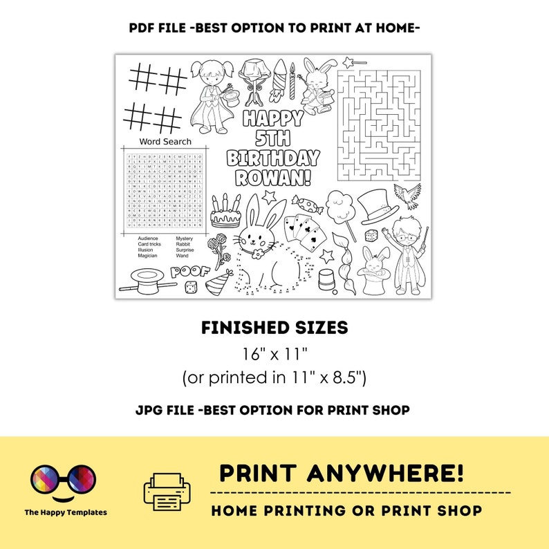 Editable Magic Show Activity Coloring Page | Games | Placemat Coloring ...