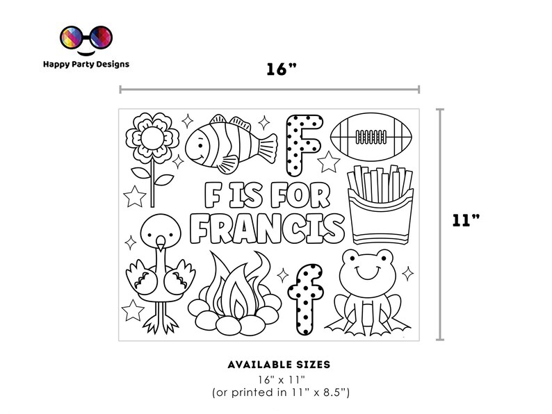 Editable Name Coloring Page | F is for | Personalized Name Alphabet ...