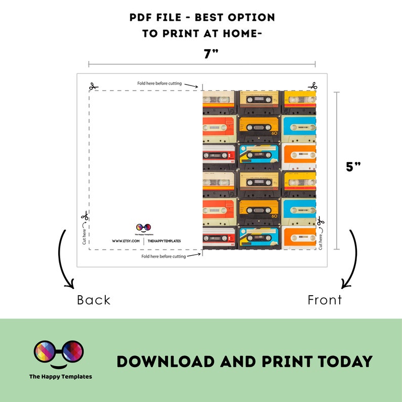 Printable Retro Greeting Card | Cassette Card | Retro Greeting Card ...