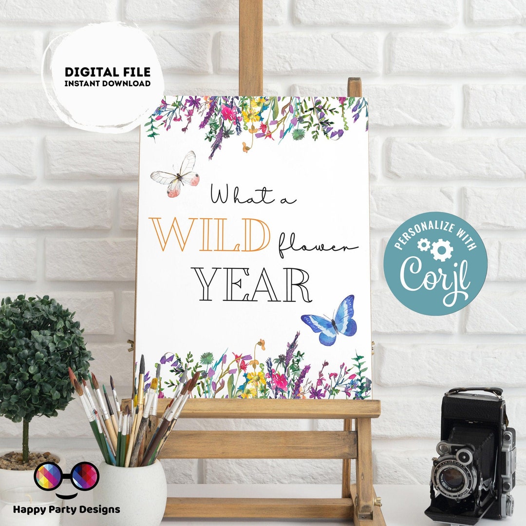 Editable First Birthday Sign | Wildflower Birthday | Spring Birthday ...