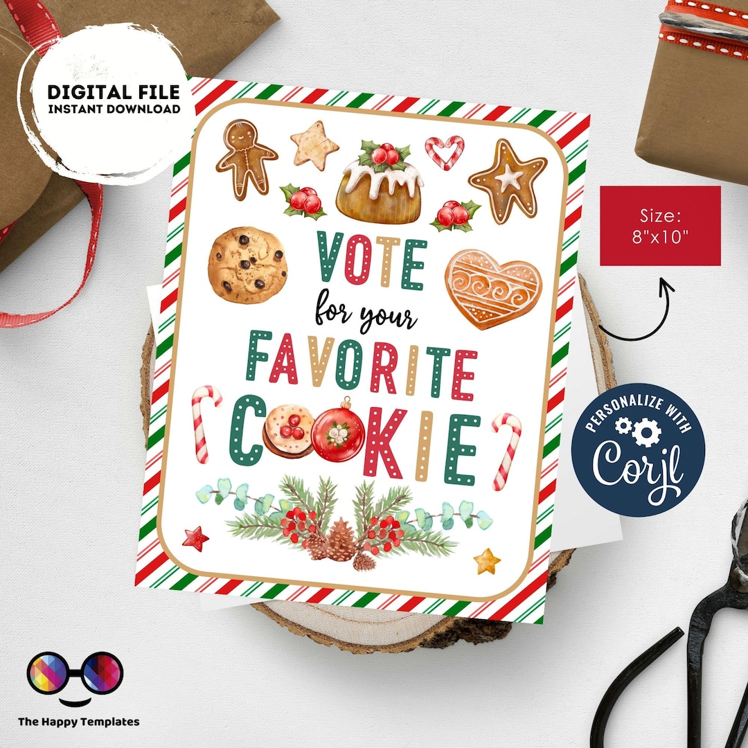 Vote for Your Favorite Cookie Party Sign | Christmas Party Welcome Sign ...