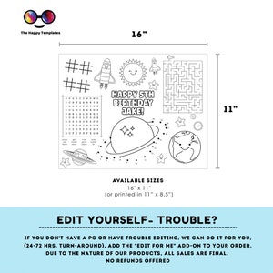 Editable First Trip Around the Sun Party Coloring Page | Outer Space ...