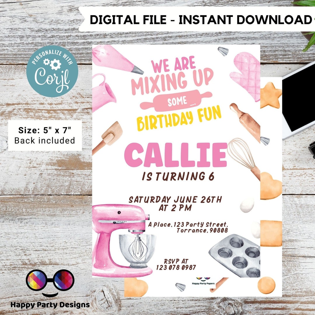 Editable Baking Invitation | Baking Birthday Invitation Printable ...