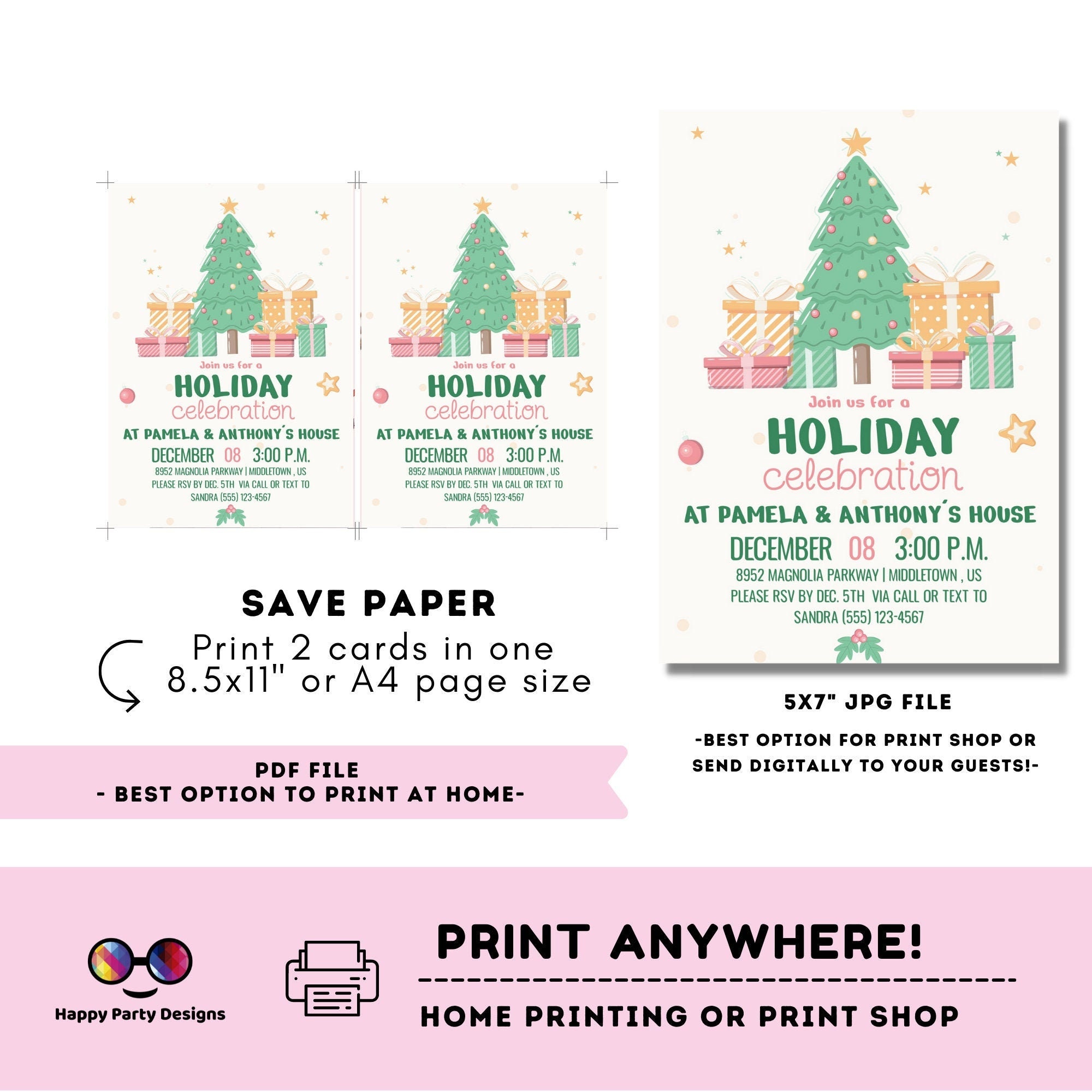 Editable Holiday Party Invitation | Christmas Party Printable Invite ...