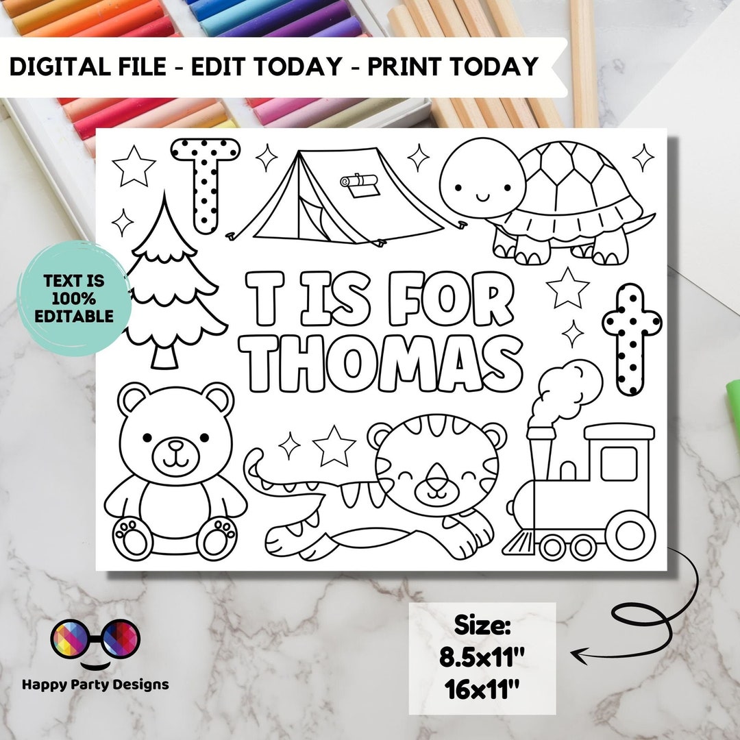 Editable Name Coloring Page | T is for | Personalized Name Alphabet ...