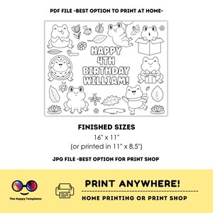 Editable Frogs Party Coloring Page | Party Activity Games | Activity ...