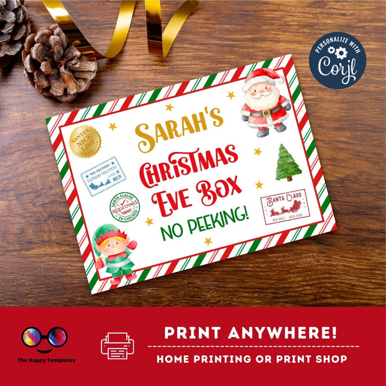 EDITABLE Christmas Eve Box Label | Christmas Eve | Box Sign | Special ...