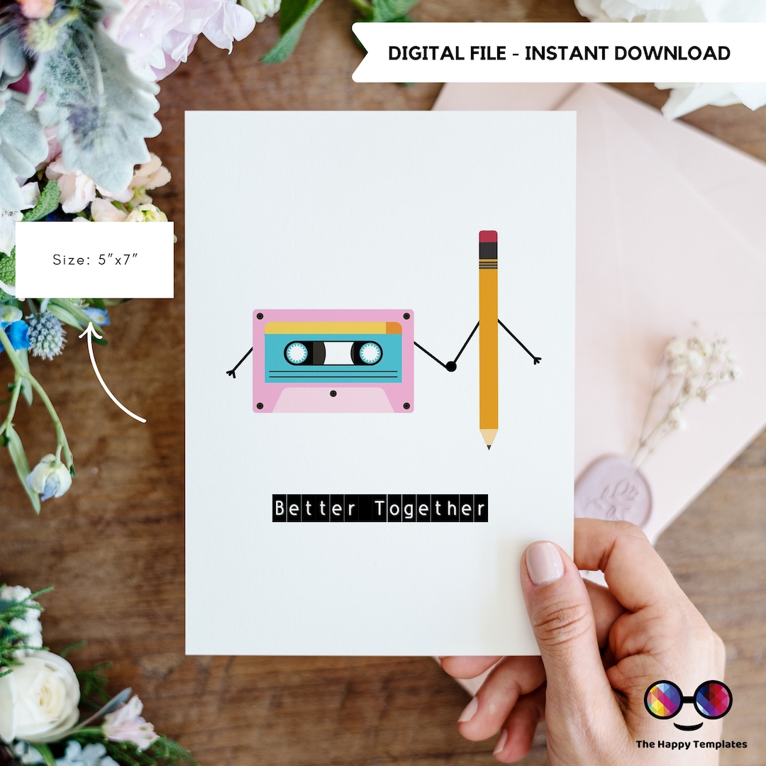 Printable Retro Greeting Card | Better Together Card | Anniversary ...