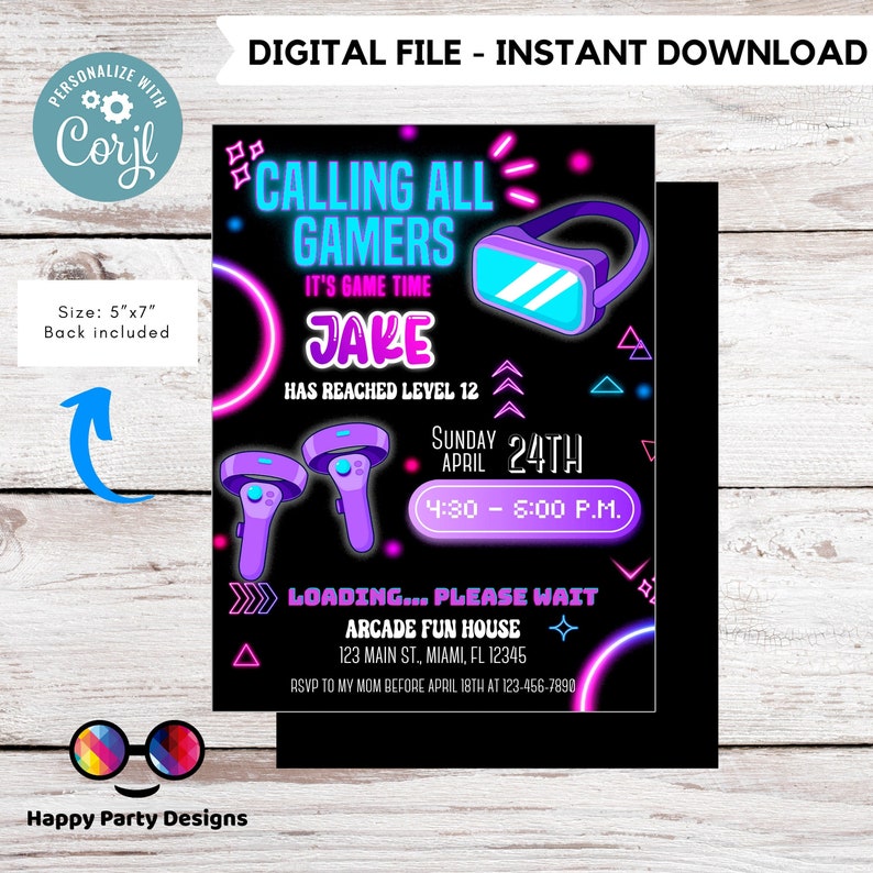 Editable Video Game Invitation Gamer Invitation Video Game - Etsy