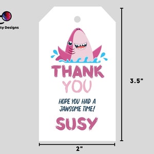 Editable Shark Favor Tag | Shark Birthday Favor Tags | Jawsome Time ...
