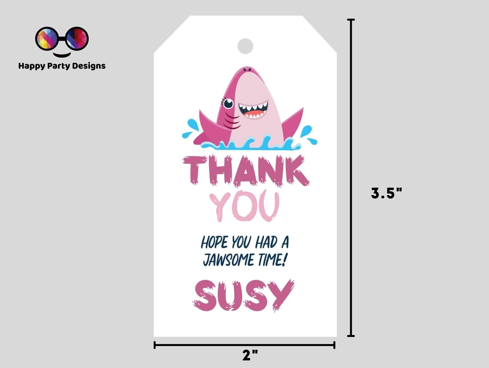 Editable Shark Favor Tag | Shark Birthday Favor Tags | Jawsome Time ...