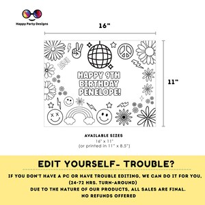 Editable Groovy Coloring Page | Placemat Coloring Page | Any Age ...